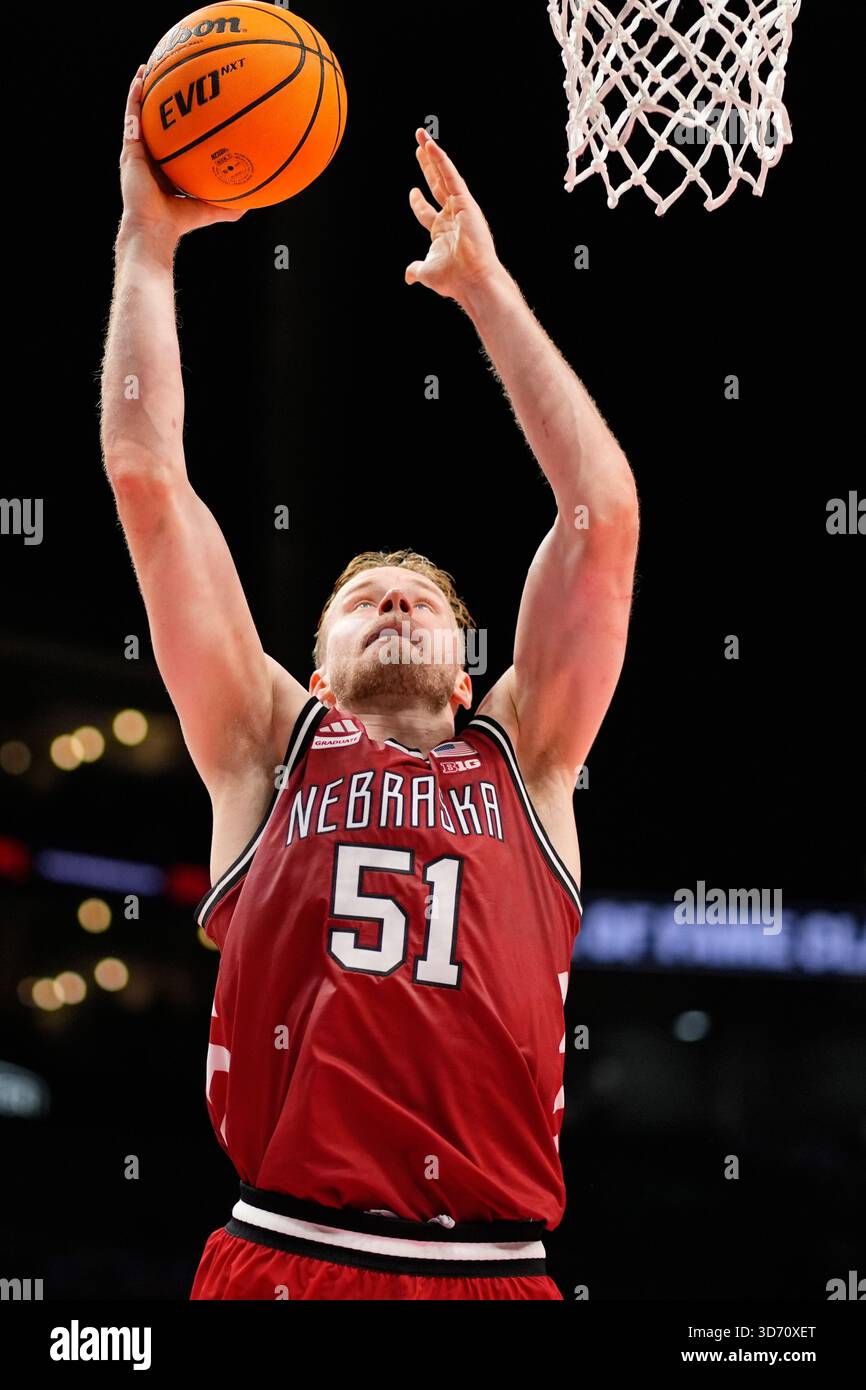 Nebraska forward Rienk Mast shoots during the second half of an NCAA ...