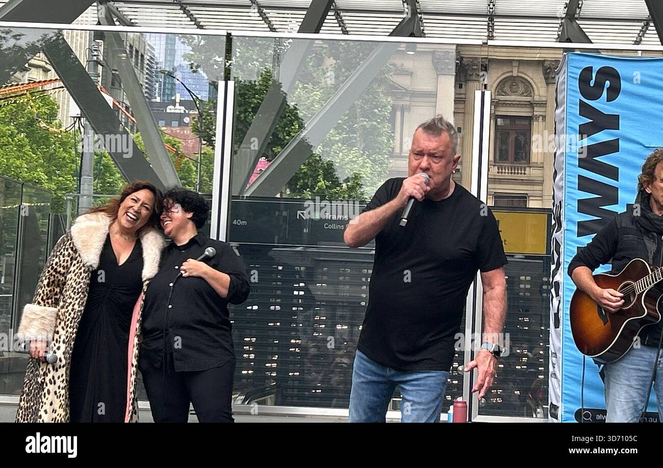 Rocker Jimmy Barnes and singer Kate Ceberano perform at City Square in ...