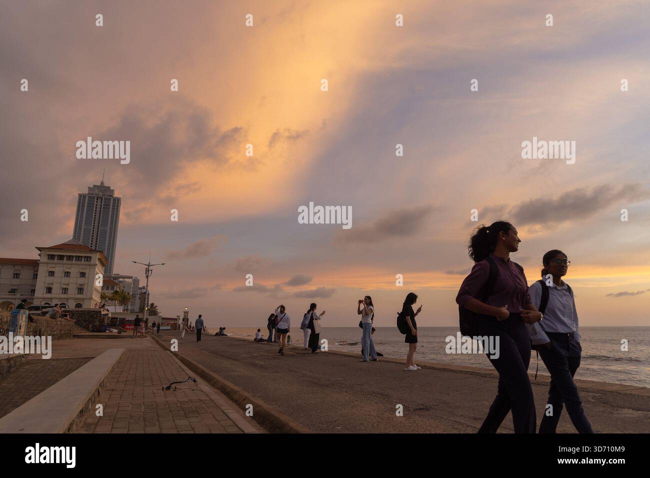 People enjoying the Colombo seafront at sunset, Sri Lanka Stock Photo ...