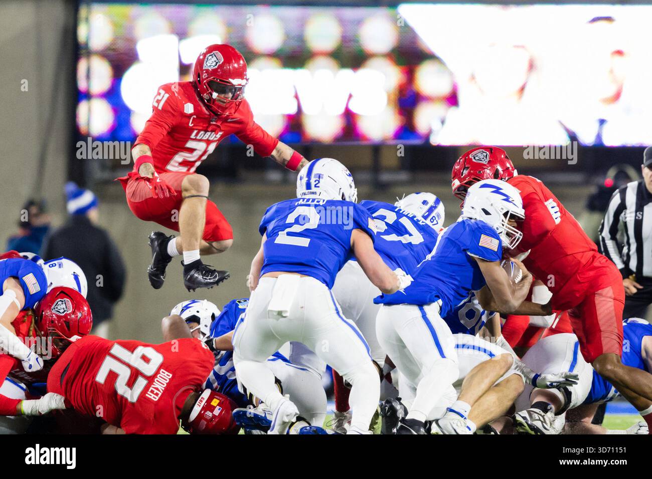 Falcon Stadium, Colorado, USA. November 22, 2025: New Mexico safety ...