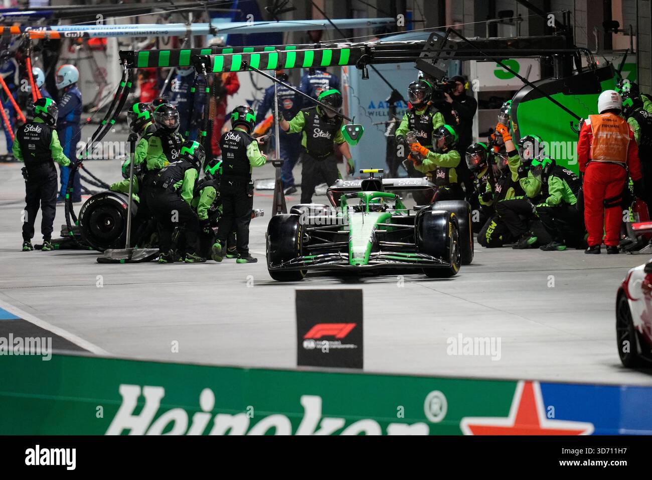 Kick Sauber driver Gabriel Bortoleto of Brazil leaves the pit during ...