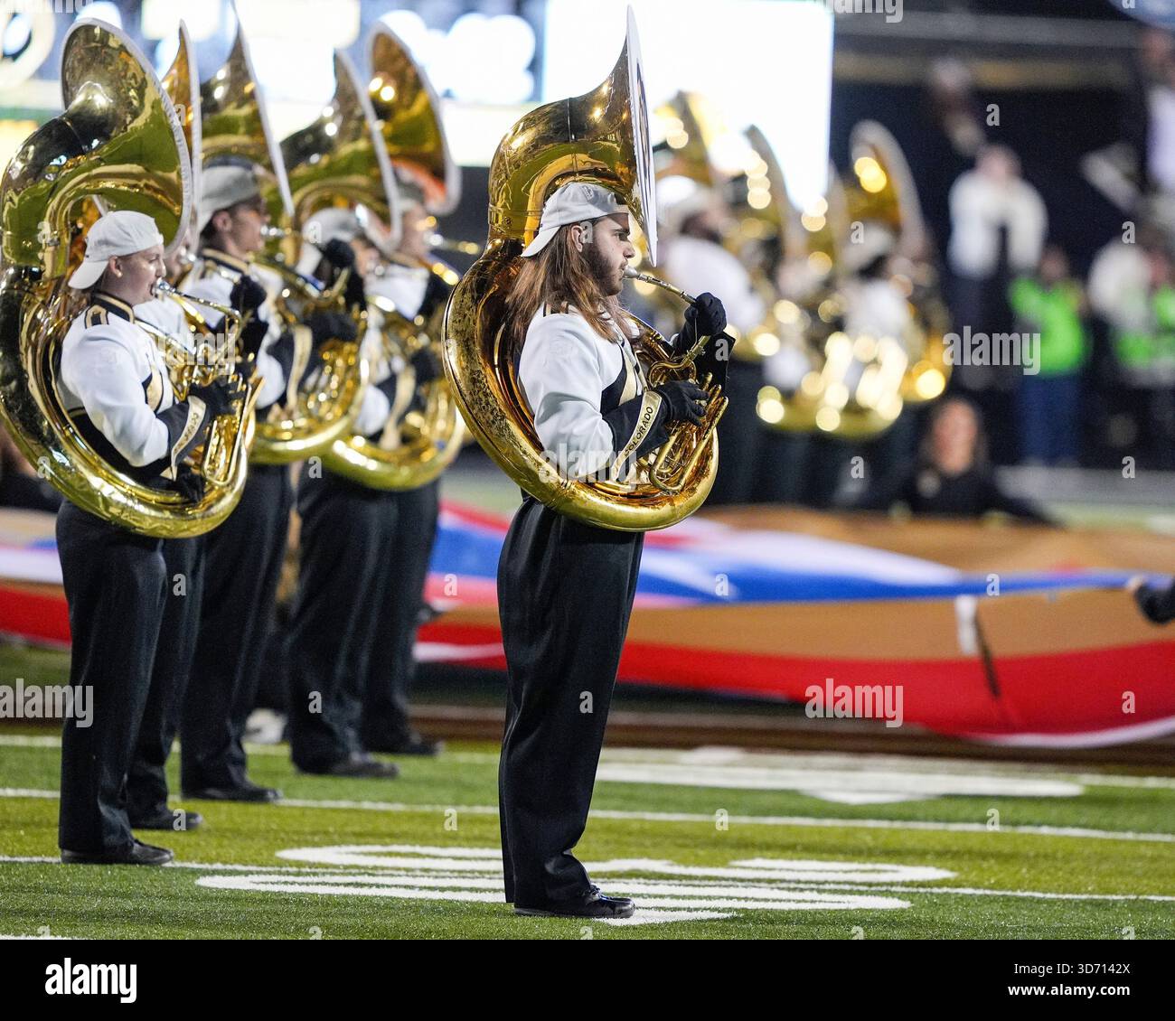 November 22, 2025: The Colorado marching band plays the National Anthem ...