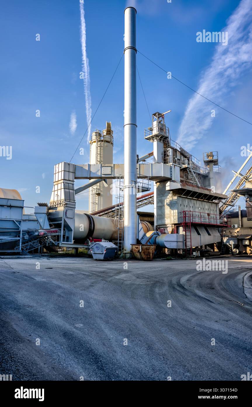 Large industrial processing plant in Frankfurt, Germany, with metal ...