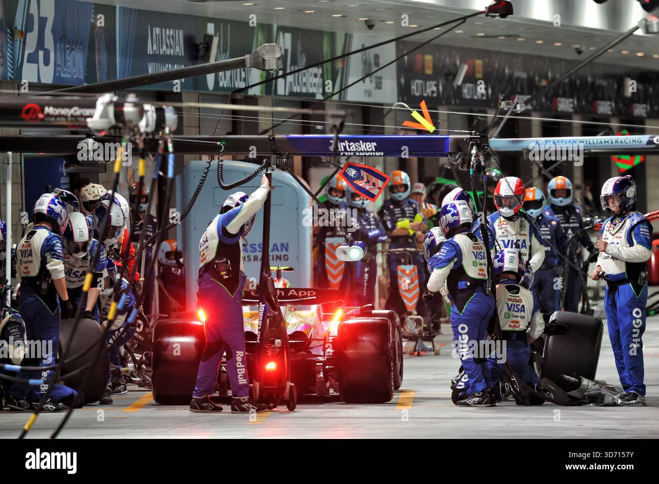 Liam Lawson (NZL) Racing Bulls VCARB 02 makes a pit stop. 22.11.2025 ...