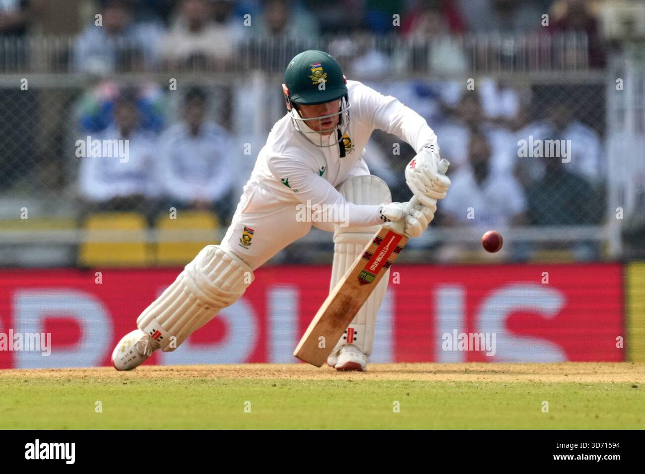 South Africa's Kyle Verreynne plays a shot on the second day of the ...