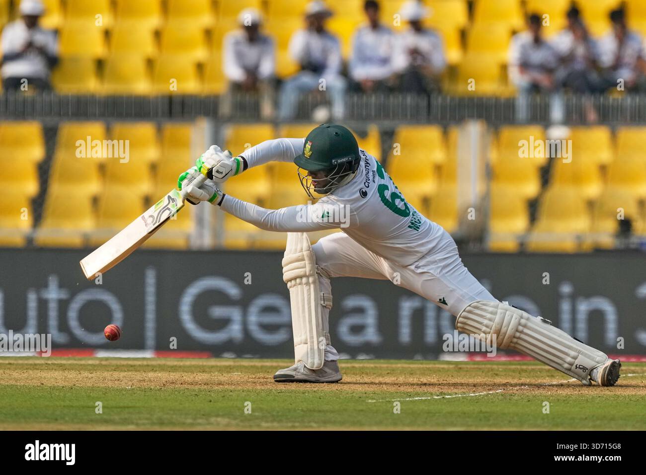 South Africa's Senuran Muthusamy plays a shot on the second day of the ...