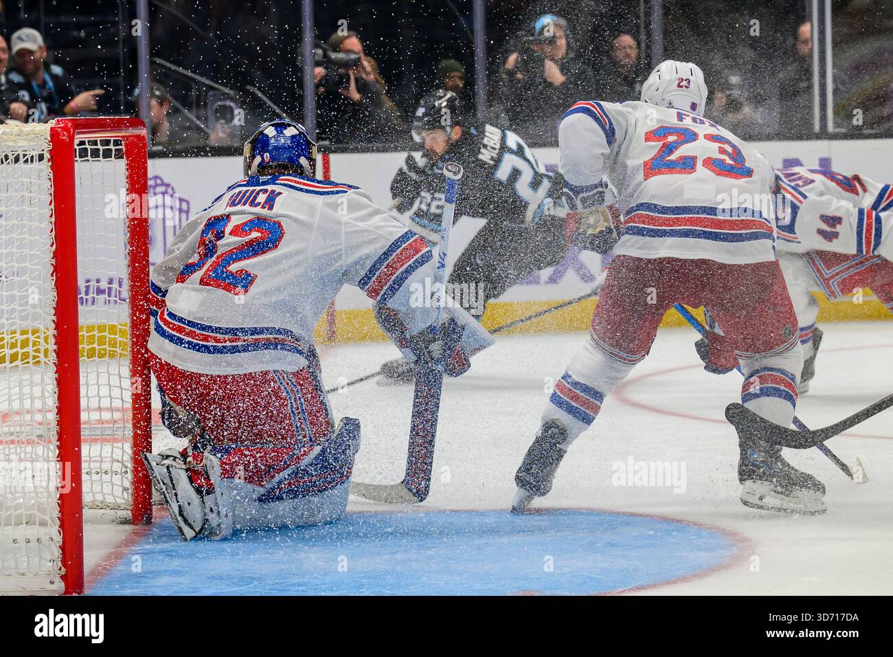 New York Rangers goaltender Jonathan Quick (32) protects the net during ...