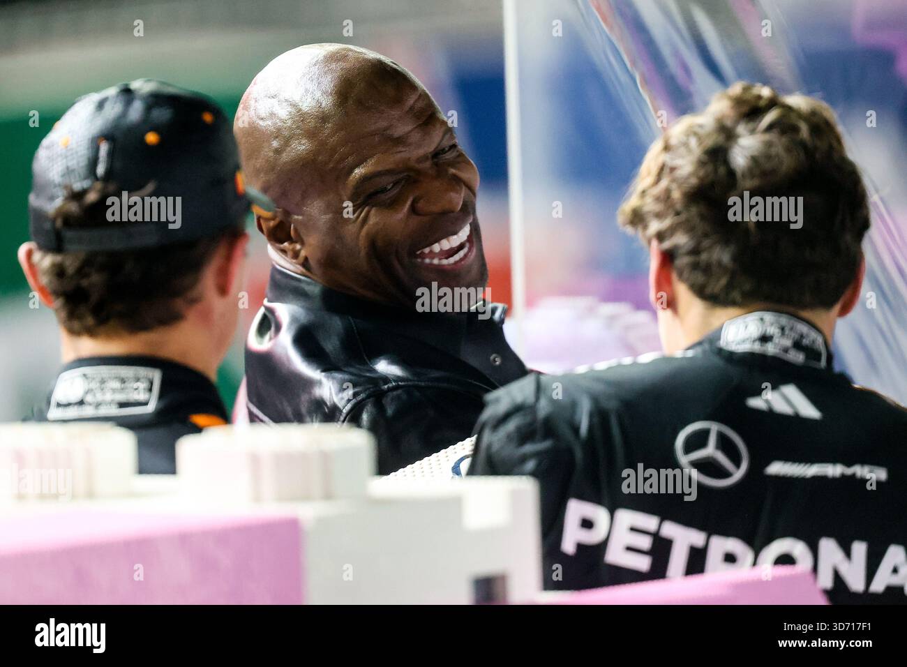 November 22, 2025: Actor Terry Crews enjoys a laugh with the drivers at ...
