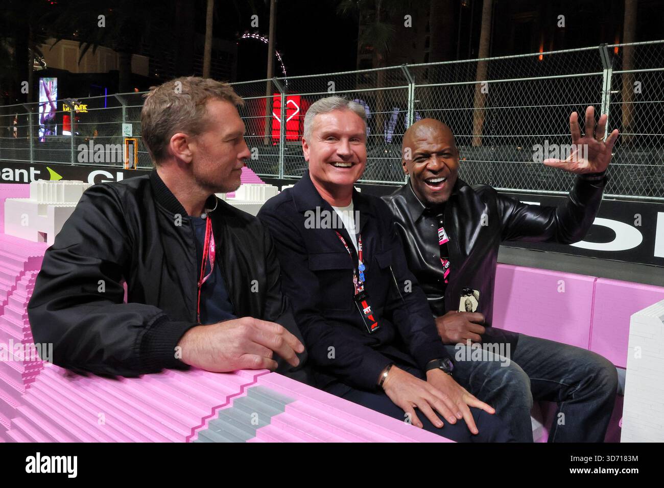 (L to R): Sam Worthington (AUS) Actor; David Coulthard (GBR) Channel 4 ...