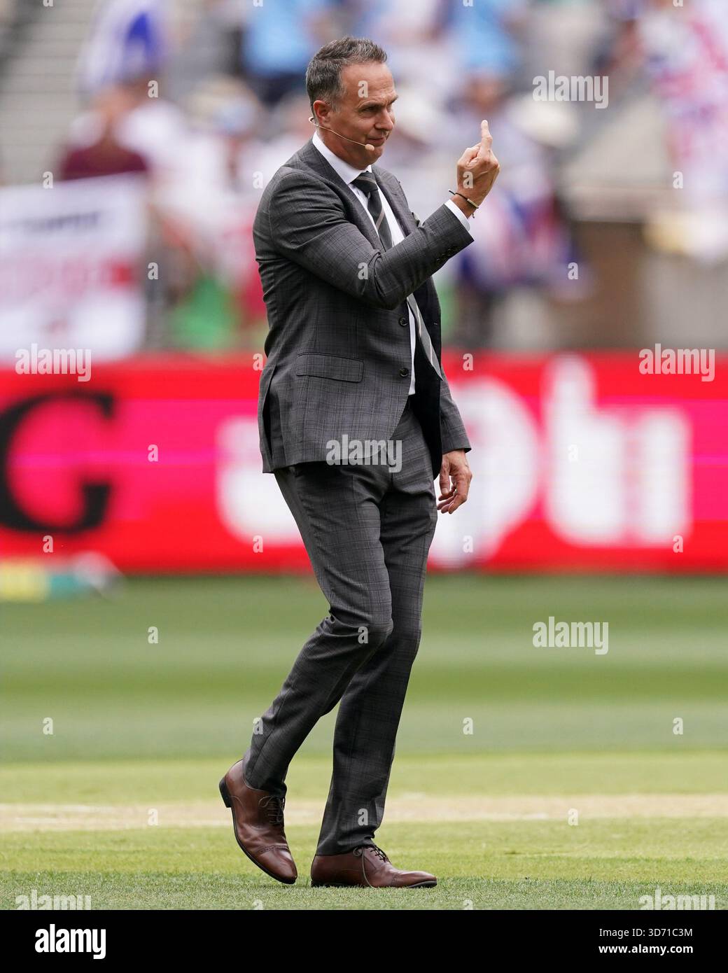 Former England captain Michael Vaughan on day two of the first test of ...