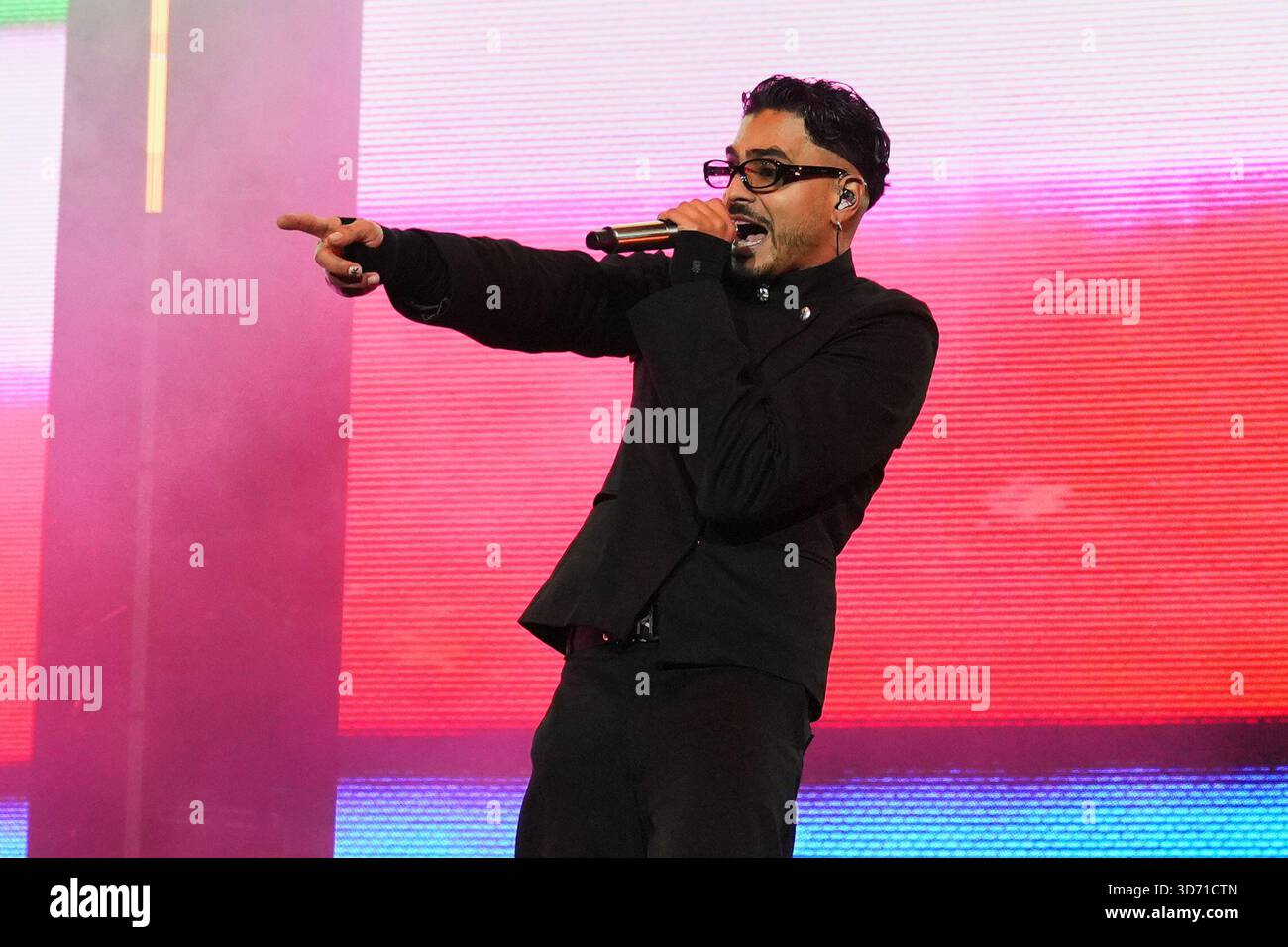 Puerto Rican rapper Alvaro Diaz performs during the Coca-Cola Flow Fest ...