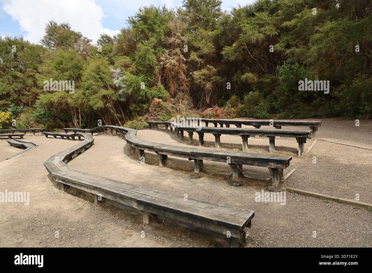Waiotapu Thermal Wonderland Curved Wooden Benches Outdoor Amphitheater ...