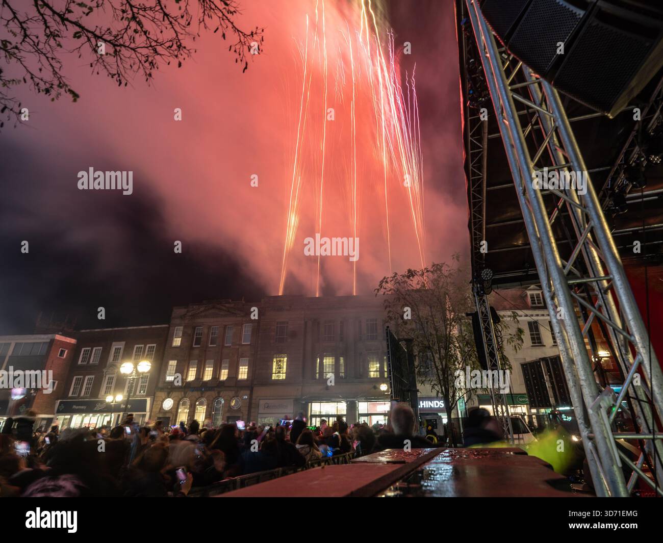 Stafford, UK. 23rd Nov 2025. Stafford Christmas Lights Switch On with ...
