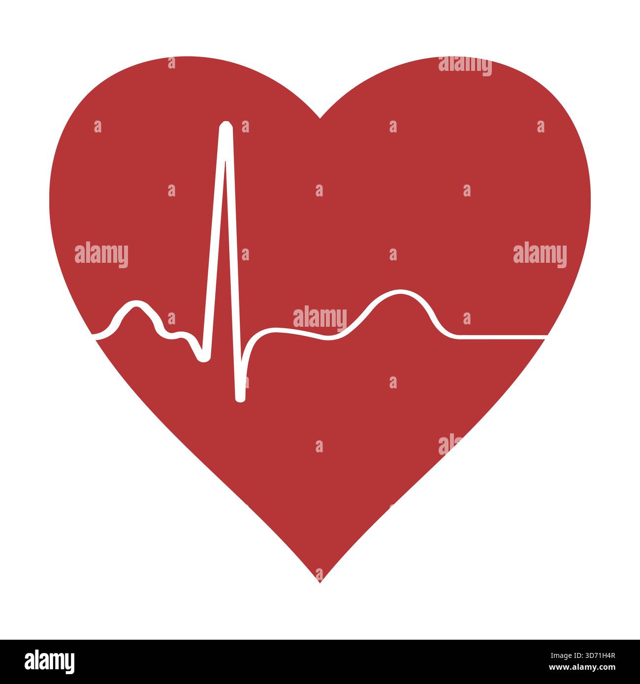 Red heart icon with white ECG line, heartbeat waveform health symbol ...