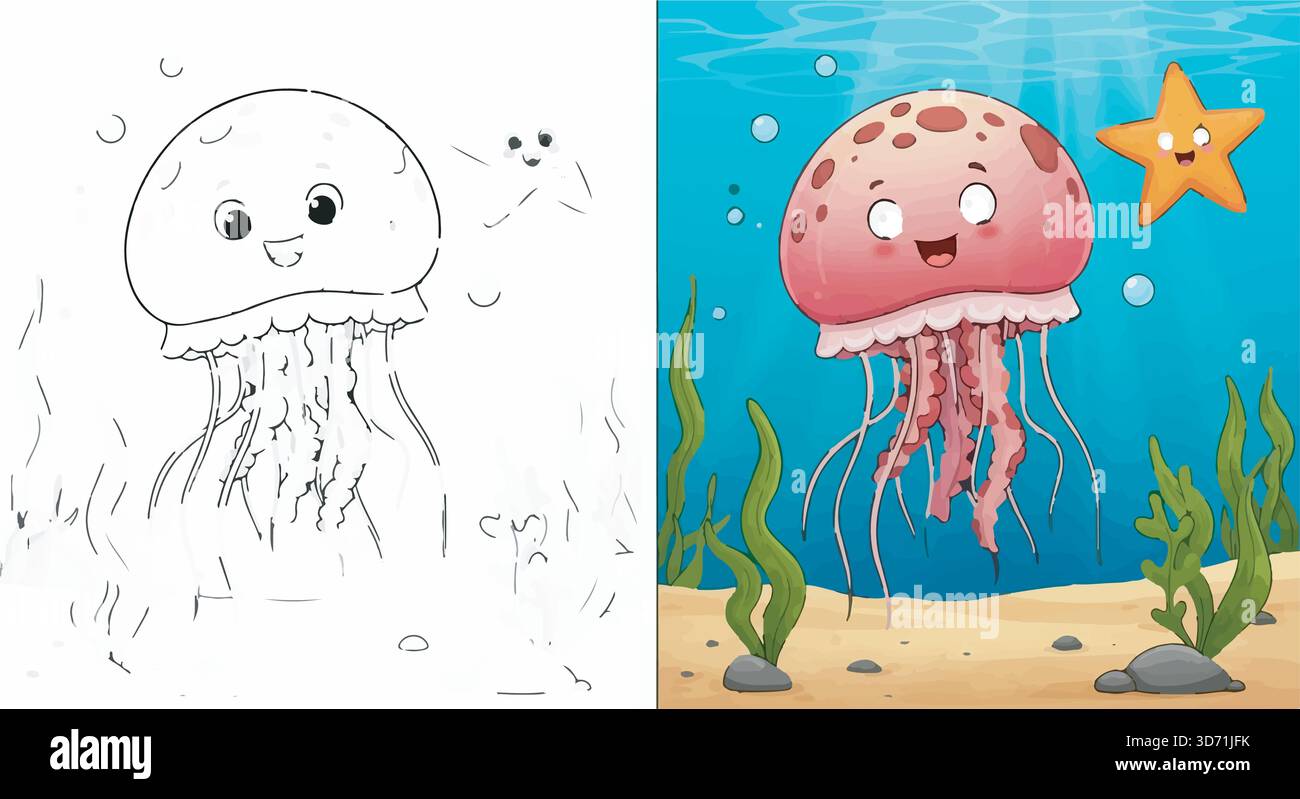 Line colored cartoon cute Stock Vector Images - Alamy