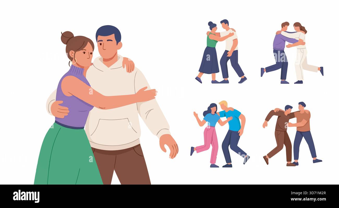 Embracing white young man Stock Vector Images - Alamy