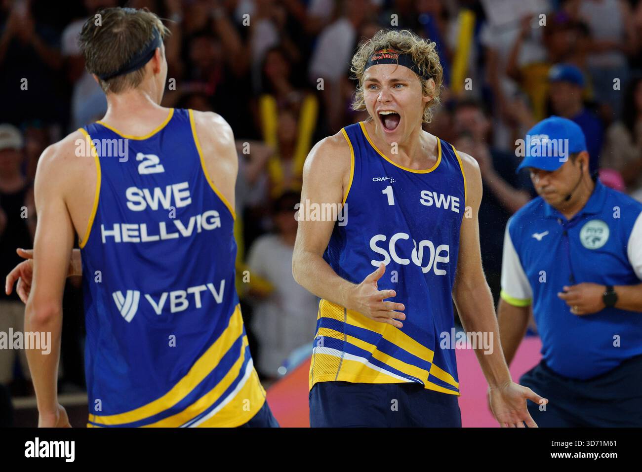 Sweden 's Jonatan Hellvig, left, and David Åhman celebrate their win ...