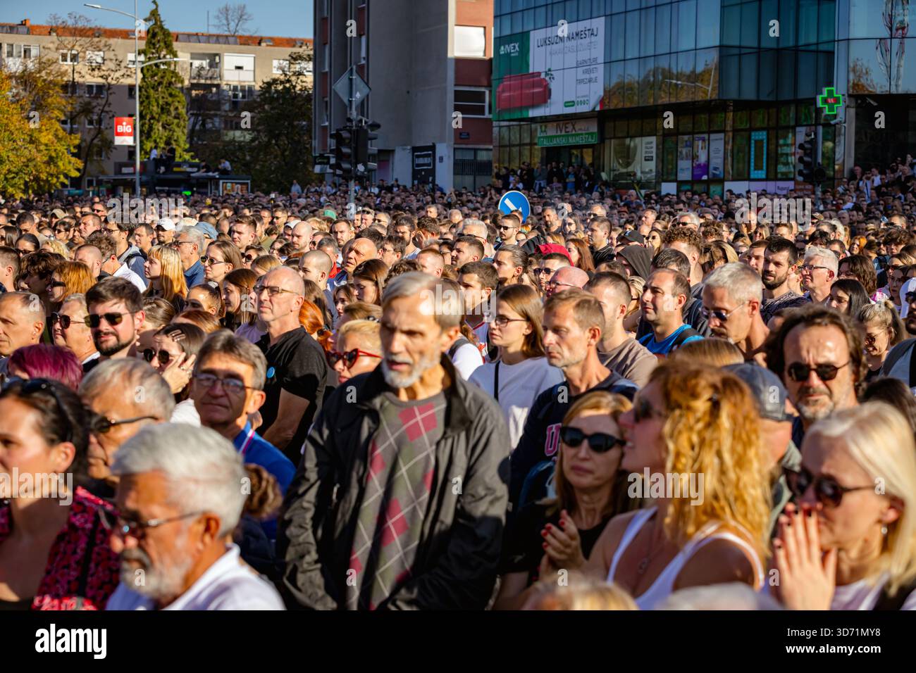 Novi Sad, Serbia - 11.01.2025: Thousands of people at commemorative ...