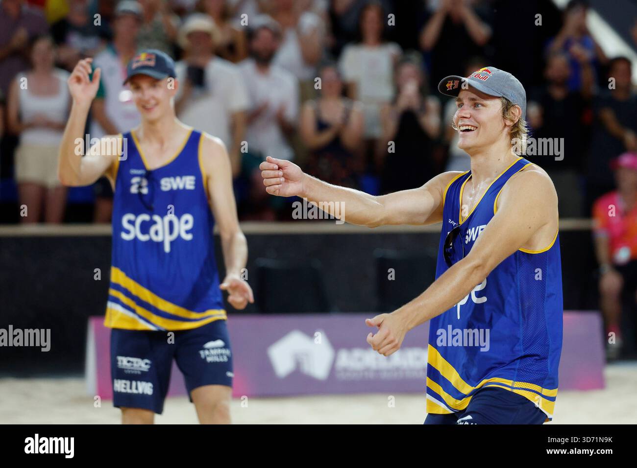 Sweden's Jonatan Hellvig, left, and David Åhman celebrate their win ...