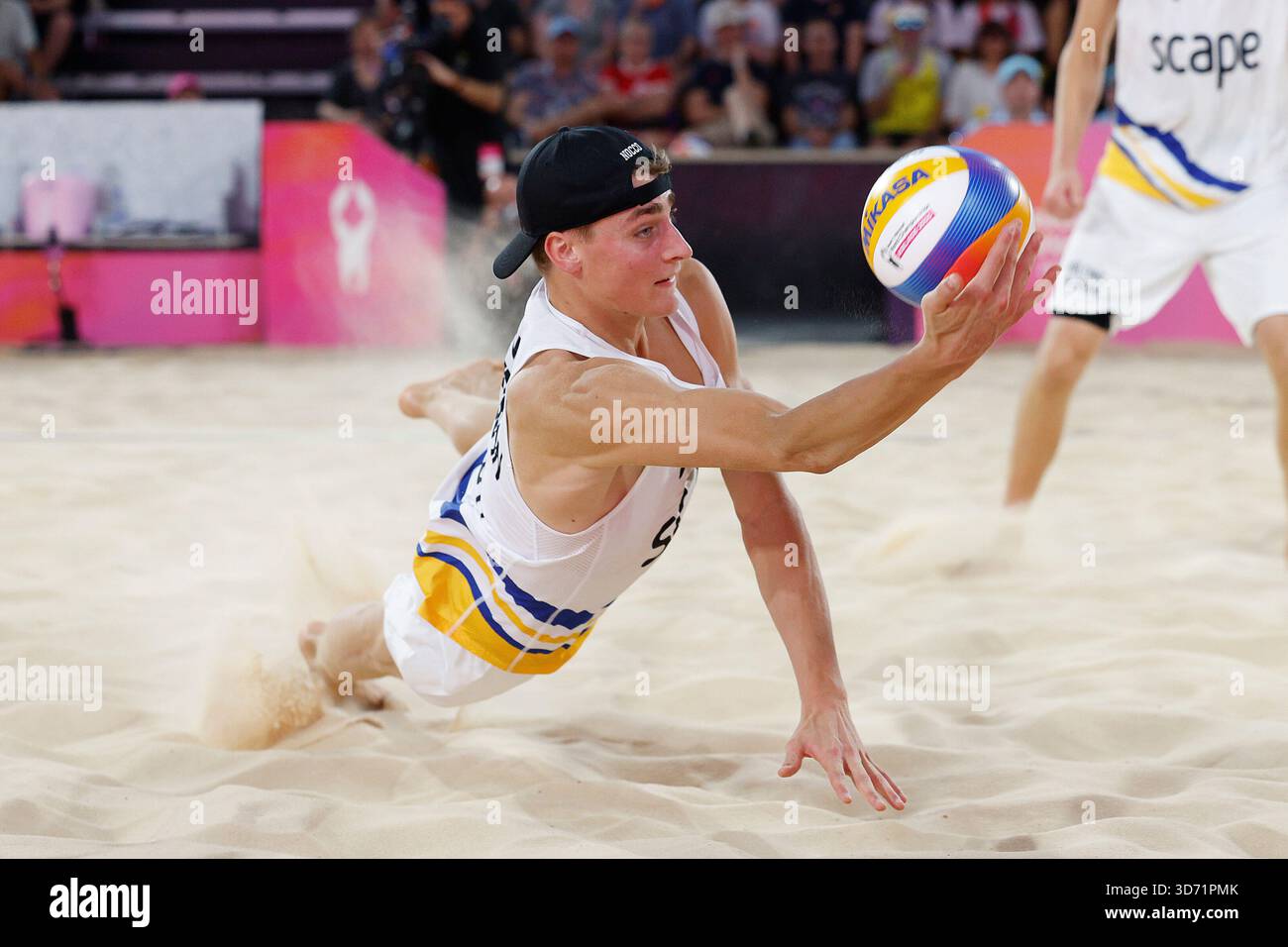 Sweden's Elmer Andersson plays against Swedens' David Åhman and Jonatan ...
