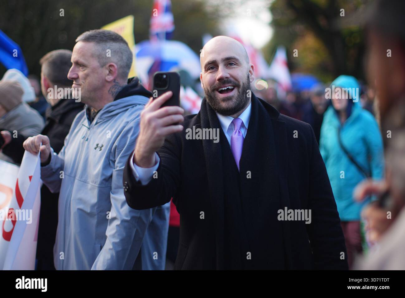 Nick Tenconi during an anti-immigration protest near Crowborough ...