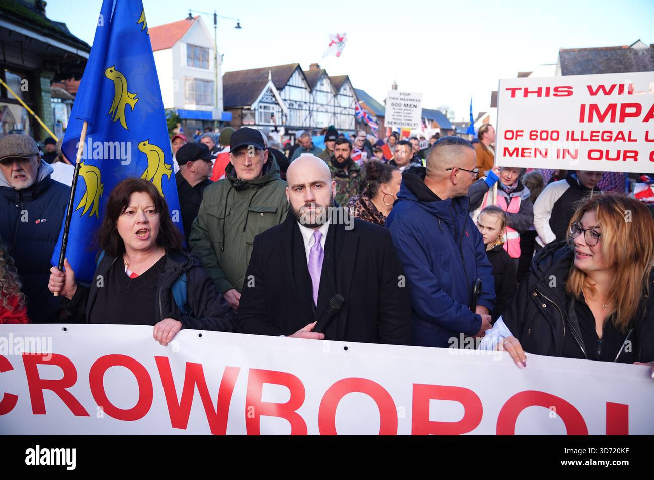 Nick Tenconi (centre) during an anti-immigration protest in the centre ...