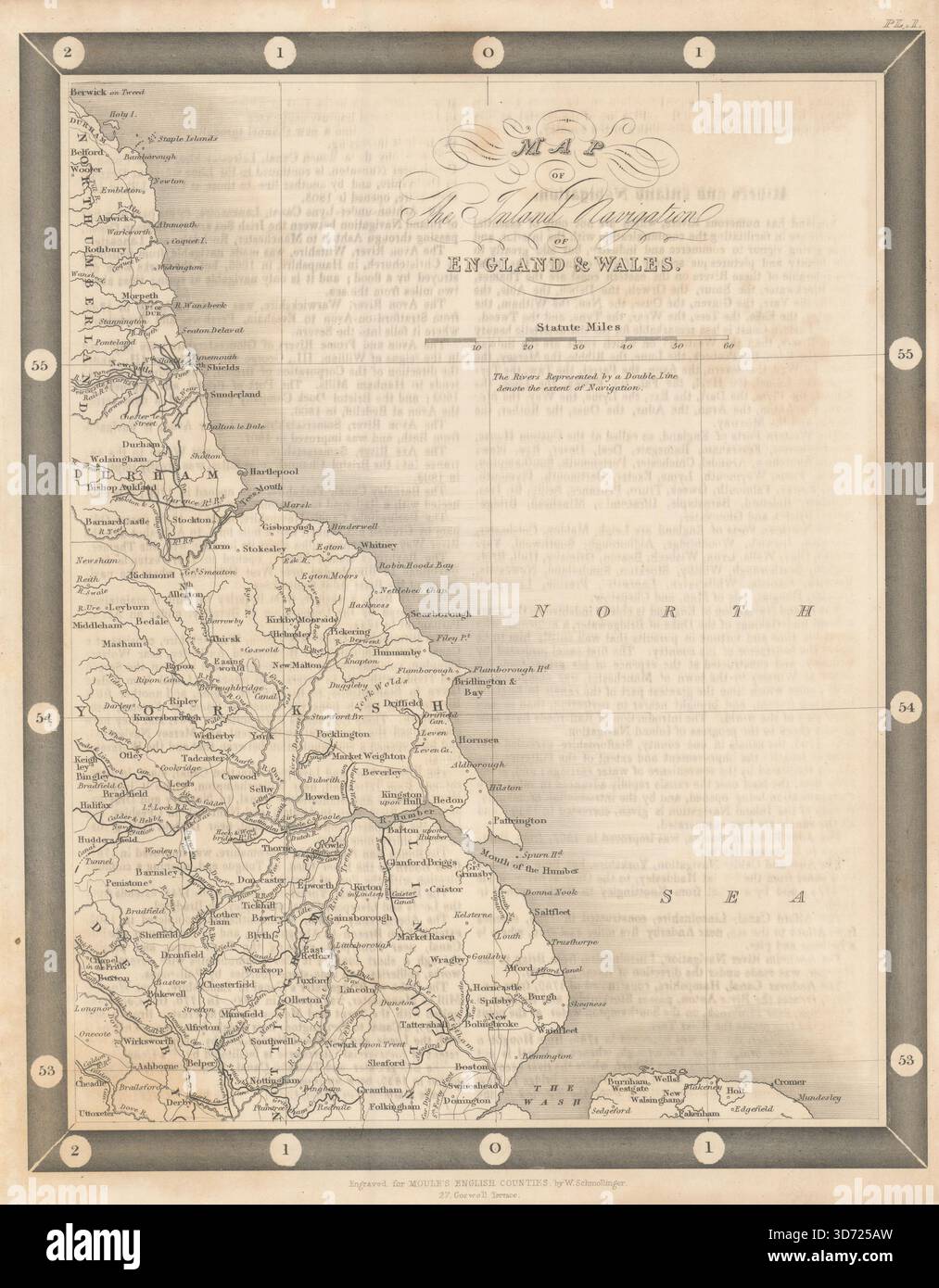 Map of inland navigation of England & Wales, north east by Thomas Moule ...