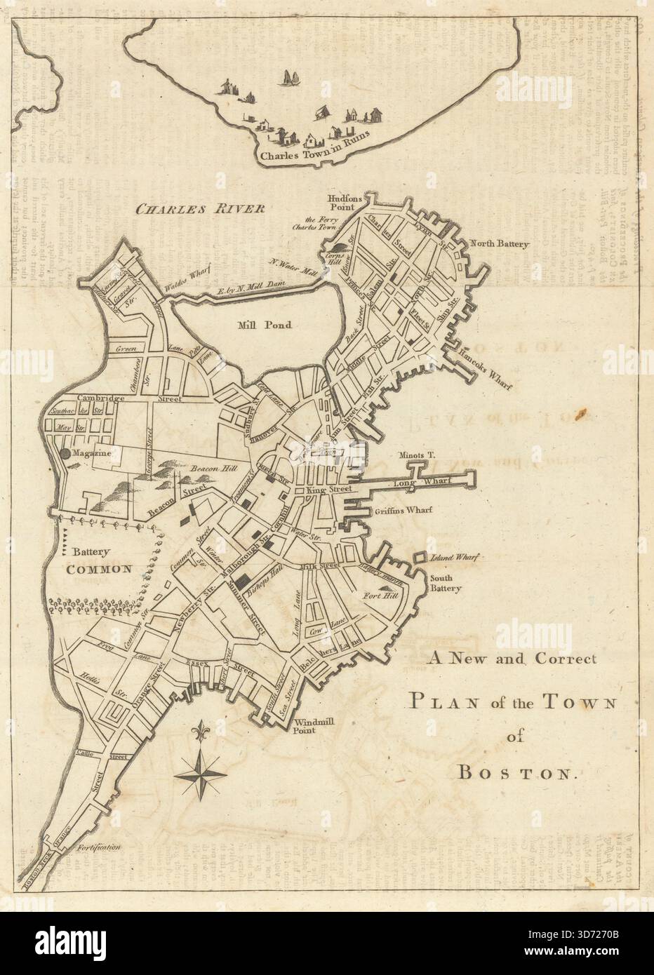 1775 boston map hi-res stock photography and images - Alamy