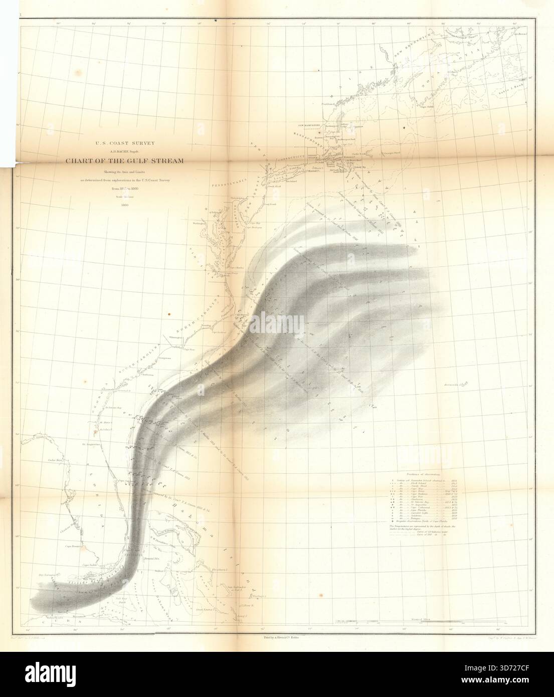 US Coast Survey Gulf Stream Chart. Atlantic seaboard. Axis & limits ...