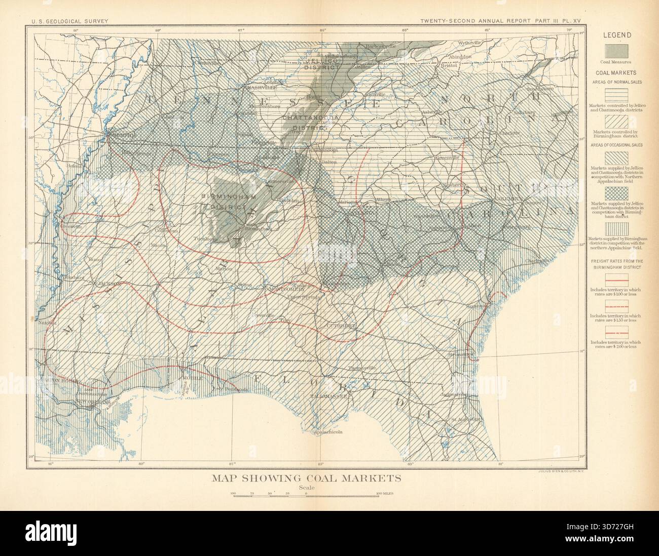 Map showing coal markets of Birmingham, Alabama. US Geological Survey ...