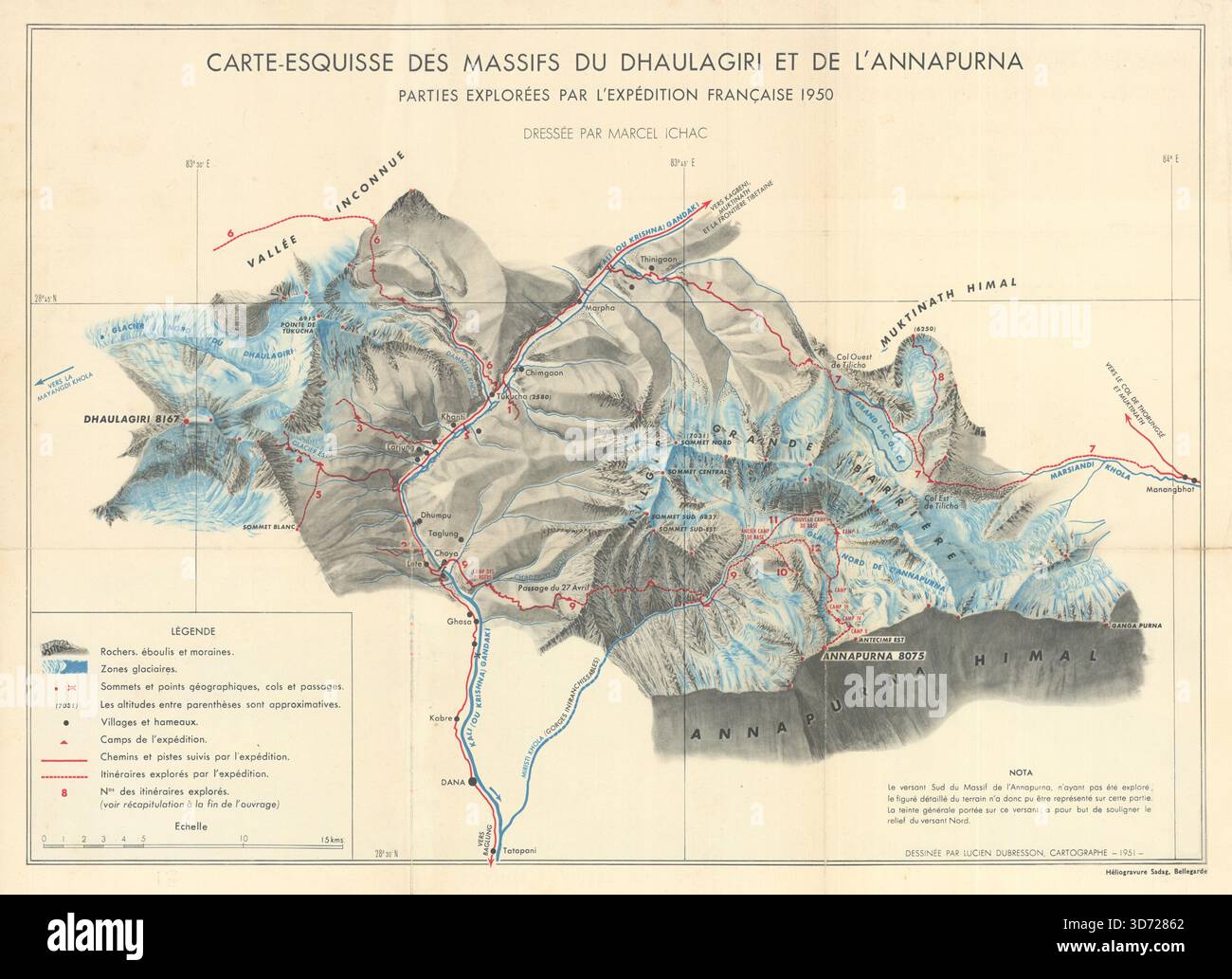 Annapurna 1950 Expedition Française / Herzog route. First 8000m ascent ...