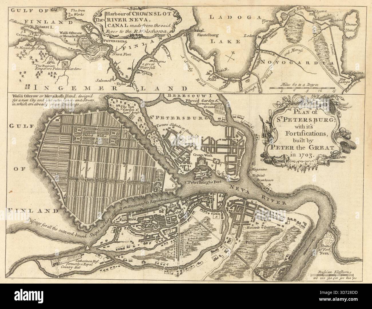 Plan of St. Petersburg with its Fortifications built by Peter the Great ...