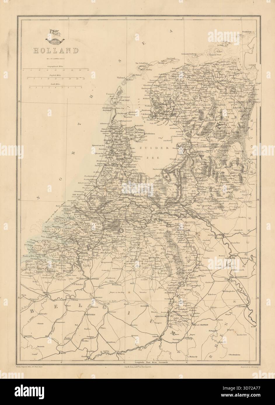 'Holland'. Netherlands in provinces. JW LOWRY for the Dispatch atlas ...