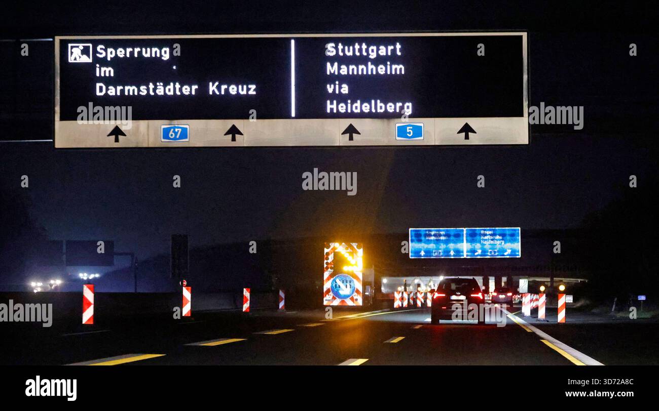 Sperrung A67 AK Darmstadt 22.11.2025 Aufgrund Abbrucharbeiten des alten ...