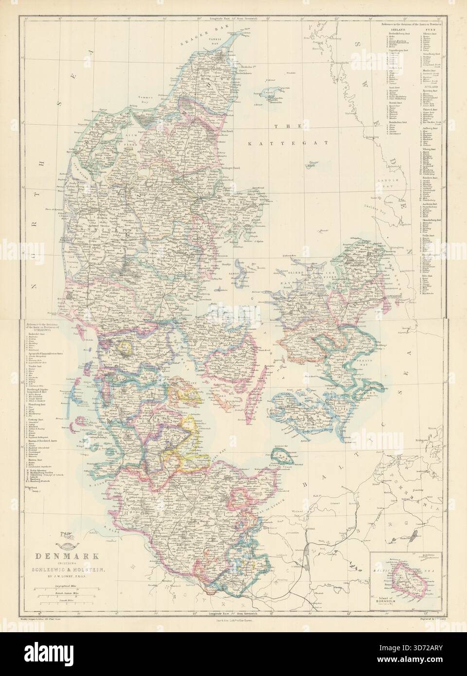 'Denmark including Schleswig & Holstein' JW LOWRY. Dispatch atlas 1863 ...