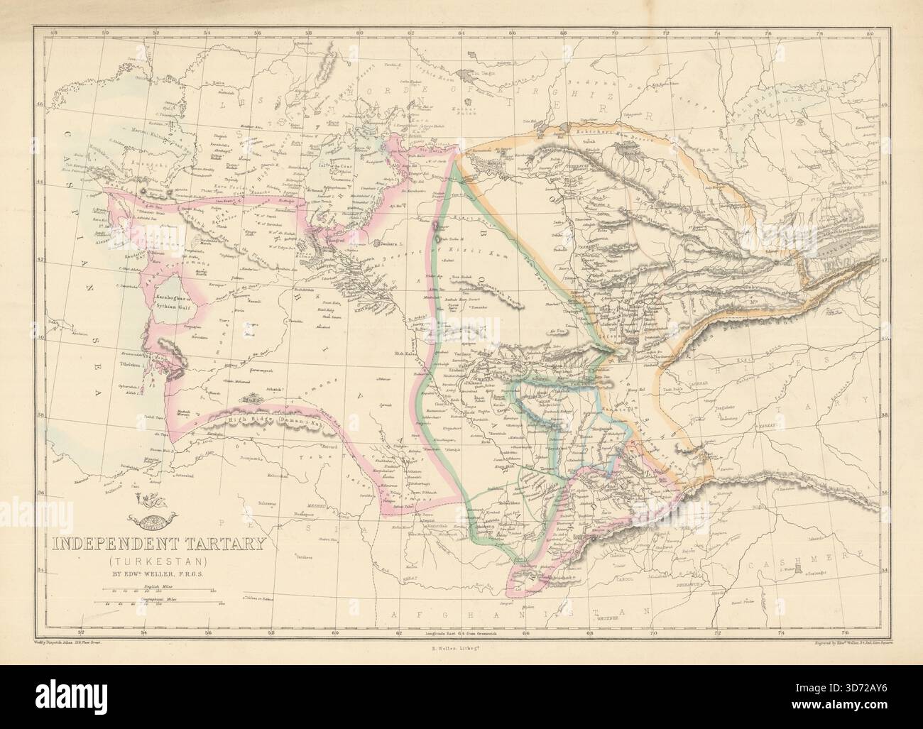 CENTRAL ASIA. 'Independent Tartary (Turkestan)'. Khiva Bokhara. WELLER ...