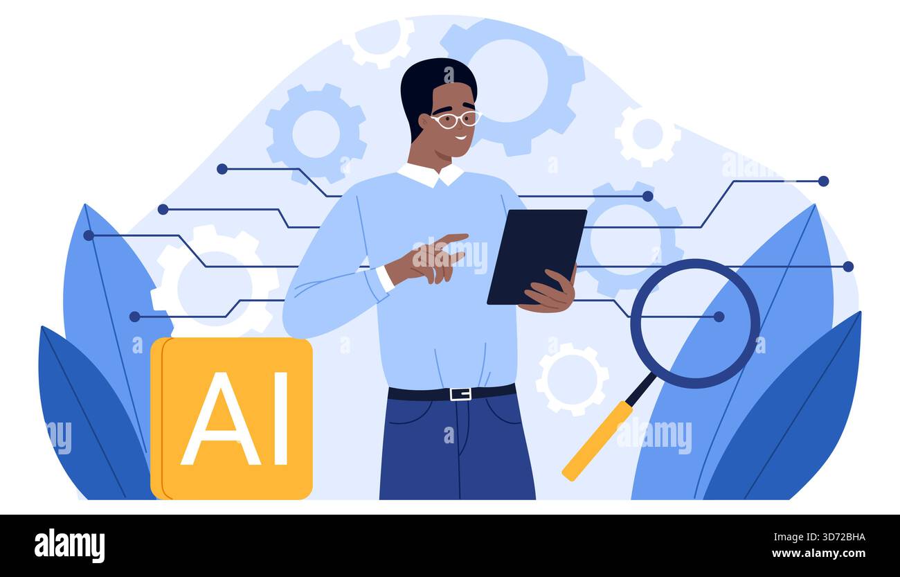 Tablet science research man Stock Vector Images - Alamy