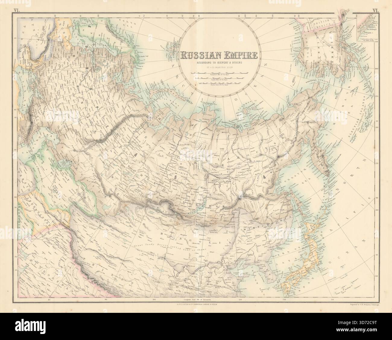 Russian Empire according to Kiepert. Siberia & Central Asia. FULLARTON ...