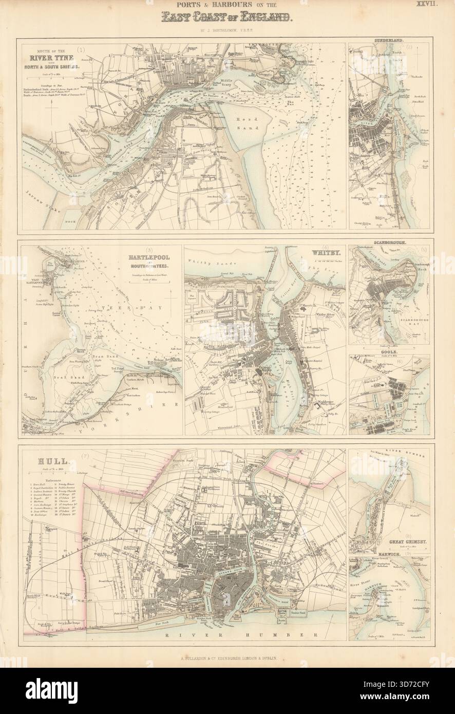 England East Coast Ports. Tyne Hull Sunderland Hartlepool Whitby c1863 ...