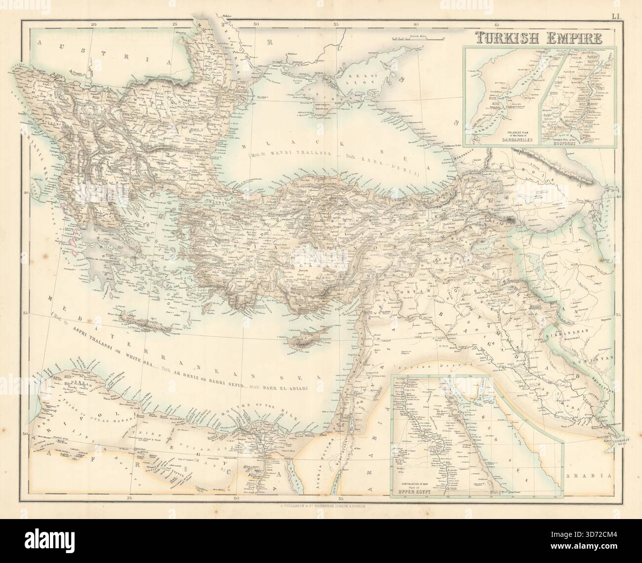 Turkish Empire. Turkey Balkans Levant Dardanelles Bosphorus. FULLARTON ...