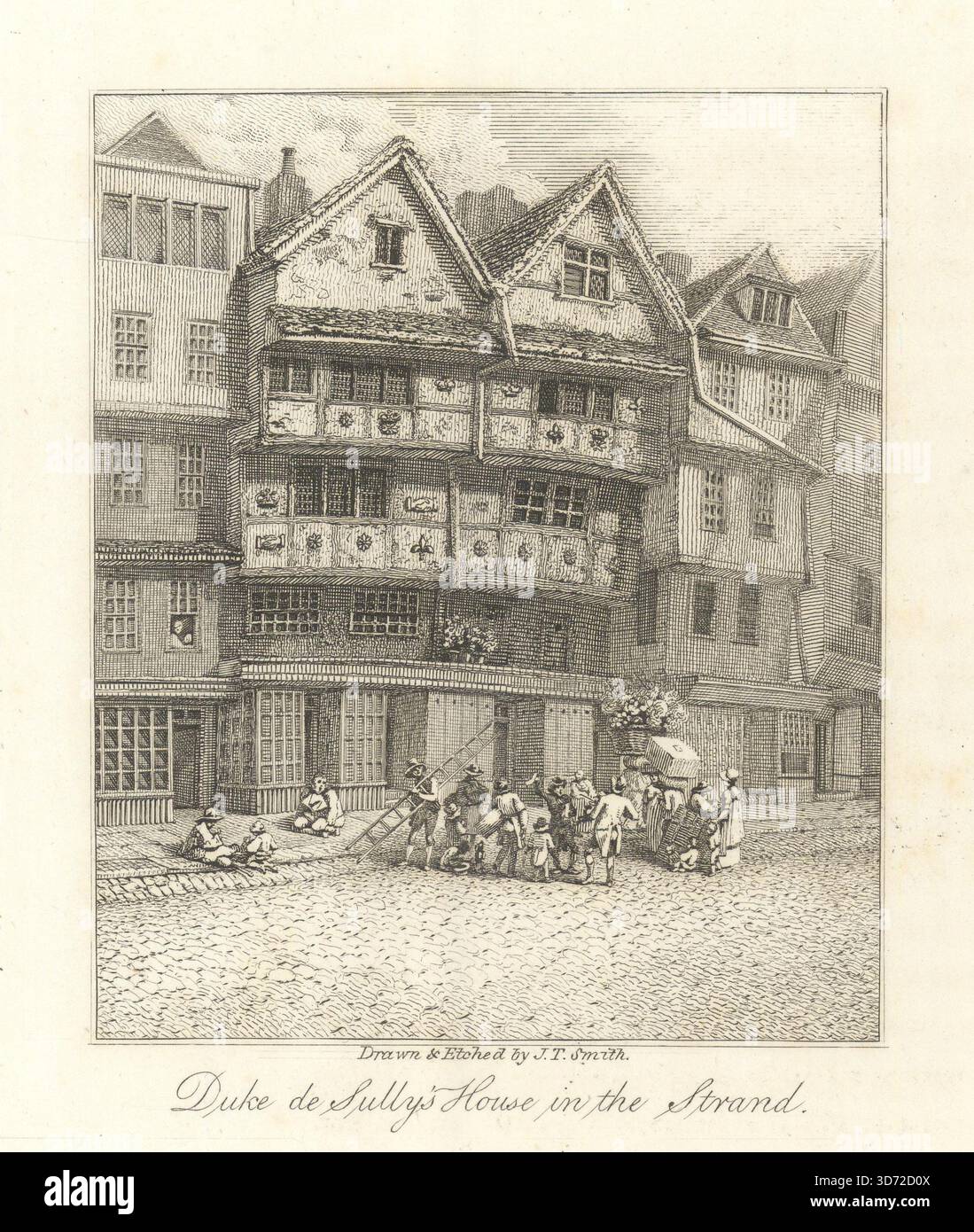 Duke de Sully's House in the Strand by J.T. Smith 1807 old antique ...