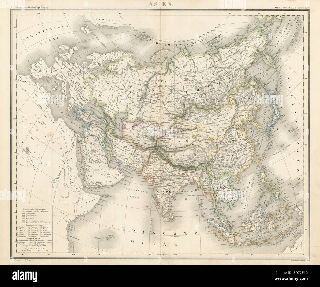 Asien. Asia. Sultanate of Oman in Persia & Pakistan. Stein/Lange 1858 ...