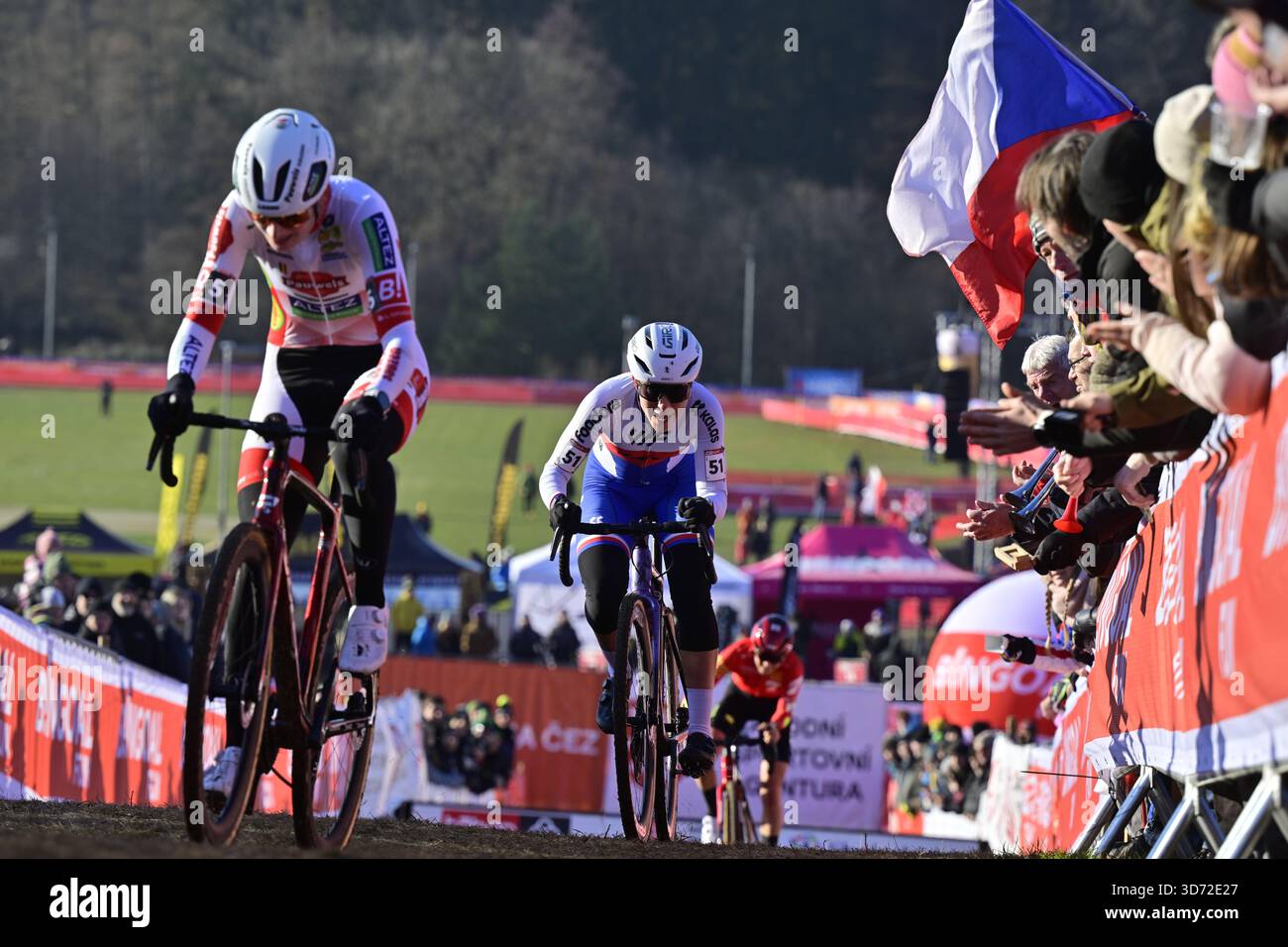 Kristyna Zemanova from Czechia (right) competes in the UCI Cyclo-cross ...