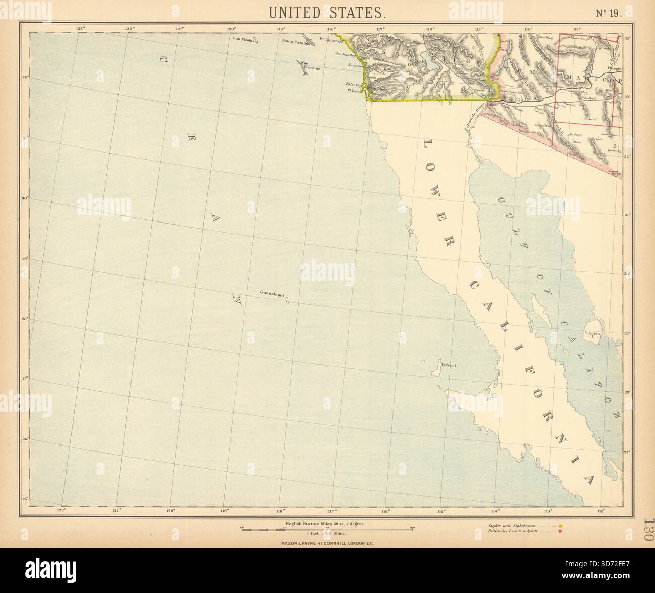 Baja & SOUTHERN CALIFORNIA & ARIZONA. San Diego & Phoenix. LETTS 1892 ...
