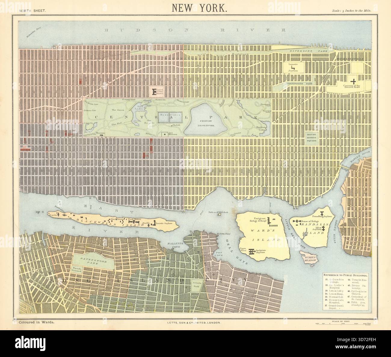 NEW YORK CITY town map plan. Midtown/Upper Manhattan Brooklyn. LETTS ...