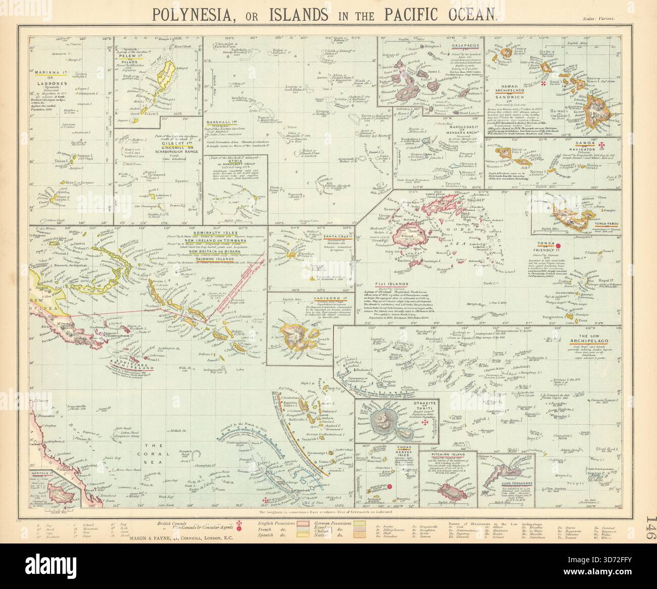 PACIFIC ISLANDS Polynesia Hawaii Samoa Fiji Tahiti Galapagos. LETTS ...