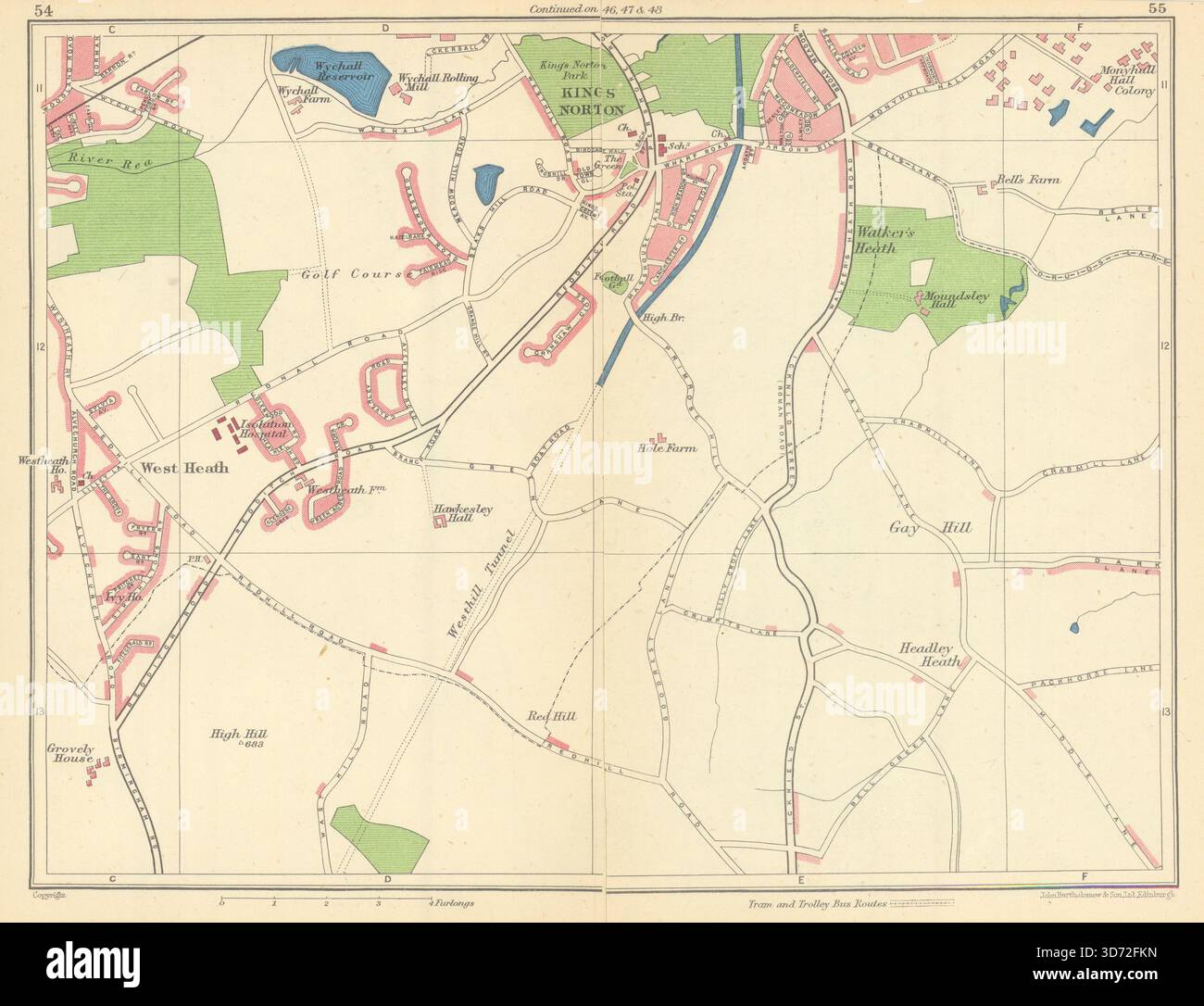 BIRMINGHAM SOUTH WEST West/Walker's Heath King's Norton Northfield 1945 ...