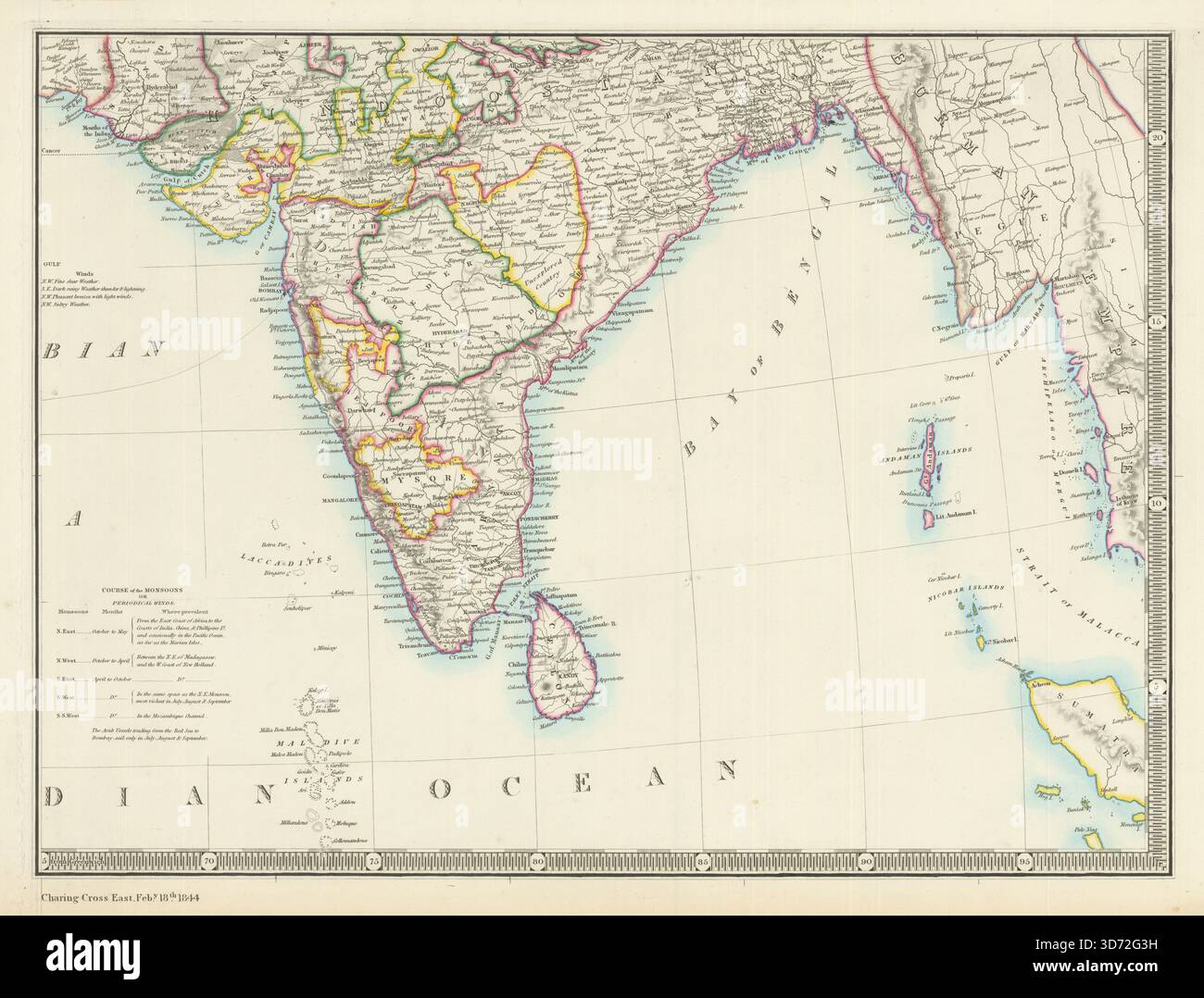 Indian subcontinent and Burma by James Wyld 1844 old antique map plan ...