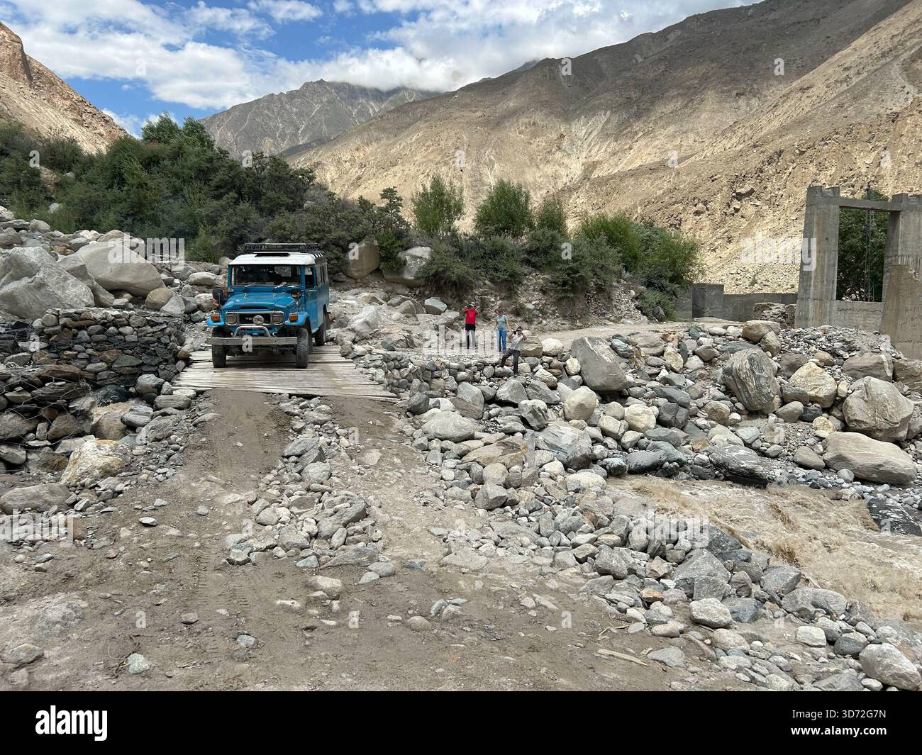 Bridge crossings en route to askole on the k2 trek hi-res stock ...
