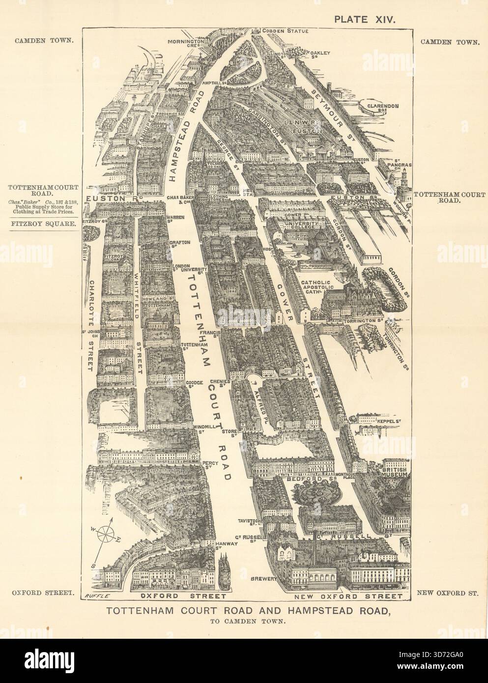 Tottenham Court Road bird's eye view. Hampstead Road & Camden. SULMAN ...